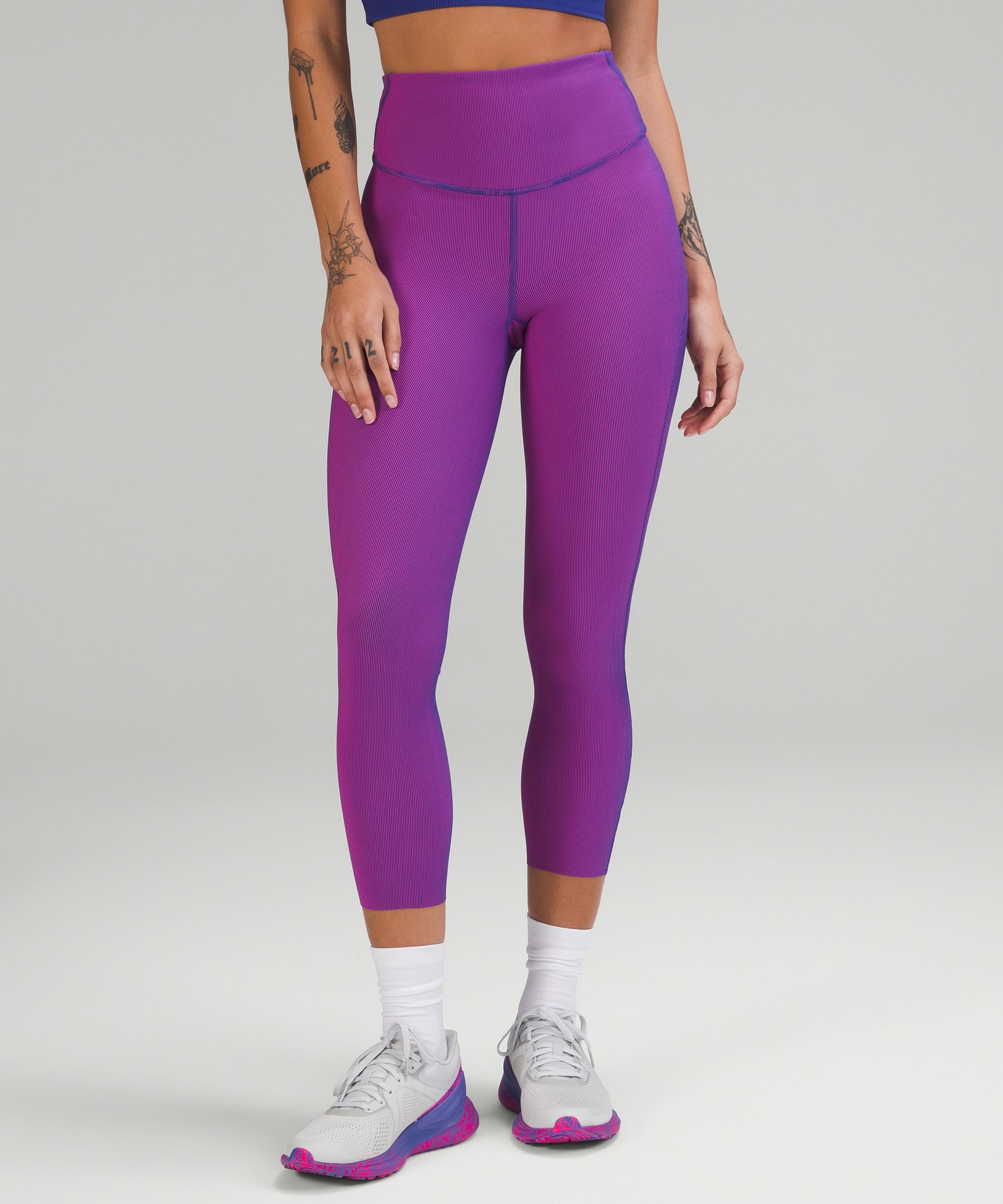 Base Pace High-Rise Crop 23" *Two-Tone Ribbed | Lululemon NZ
