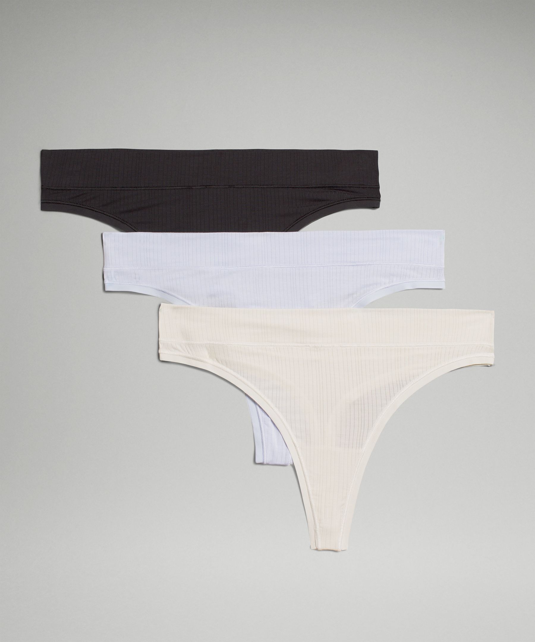 UnderEase Mid-Rise Ribbed Thong Underwear 3 Pack